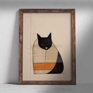 Abstract Cat Wall Art Prints, Cat Wall Decor, Set of 3 Cat Wall Prints ...