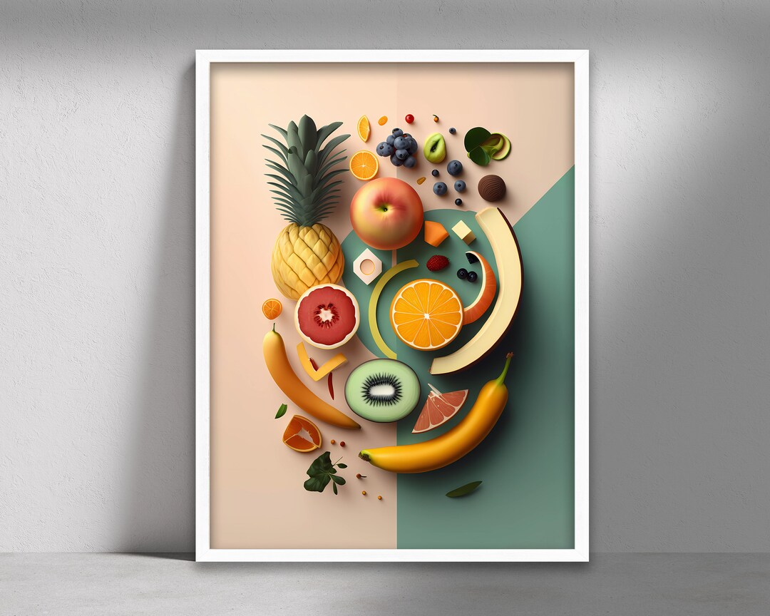 Colorful Food Art Print, Modern Kitchen Wall Decor (digital Download ...