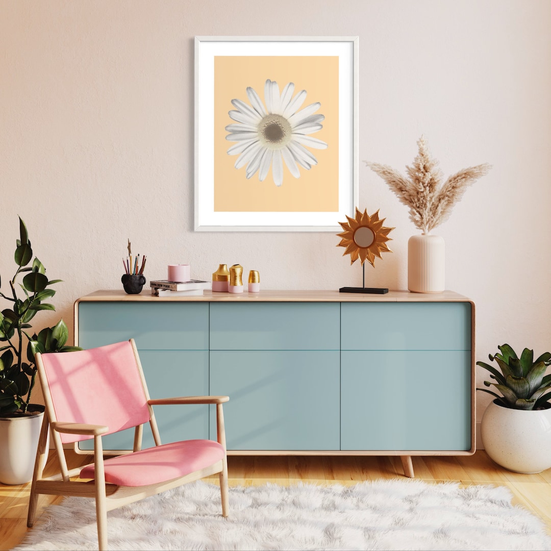 Pixelated Daisy Flower Digital Wall Art, Single Print, Digital, Pastel ...