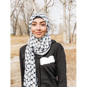 Kufiya Design Hijab White - Etsy