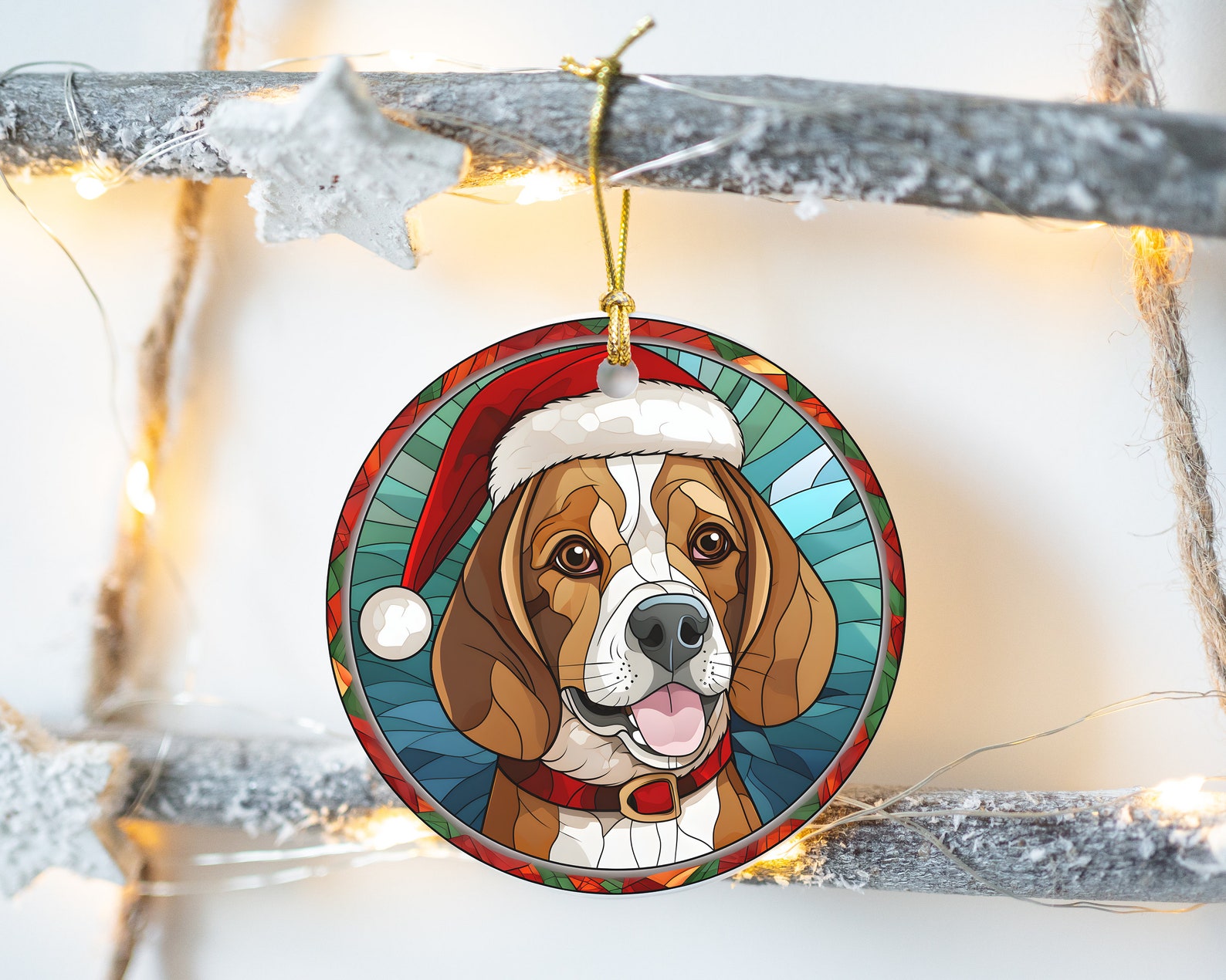 Beagle Ornament Cute Stained Glass Dog Ornament Unique Christmas Tree ...