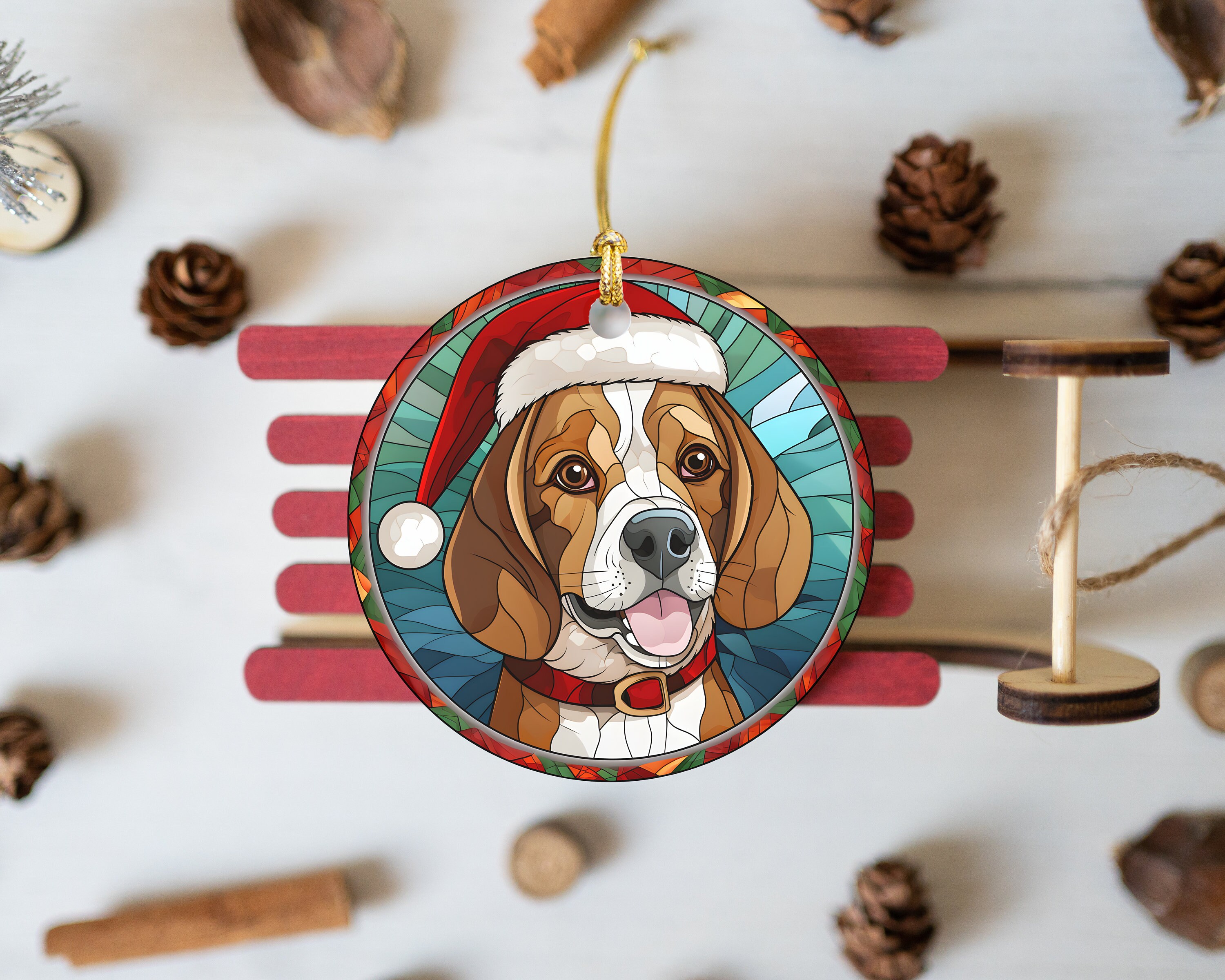 Beagle Ornament Cute Stained Glass Dog Ornament Unique Christmas Tree ...