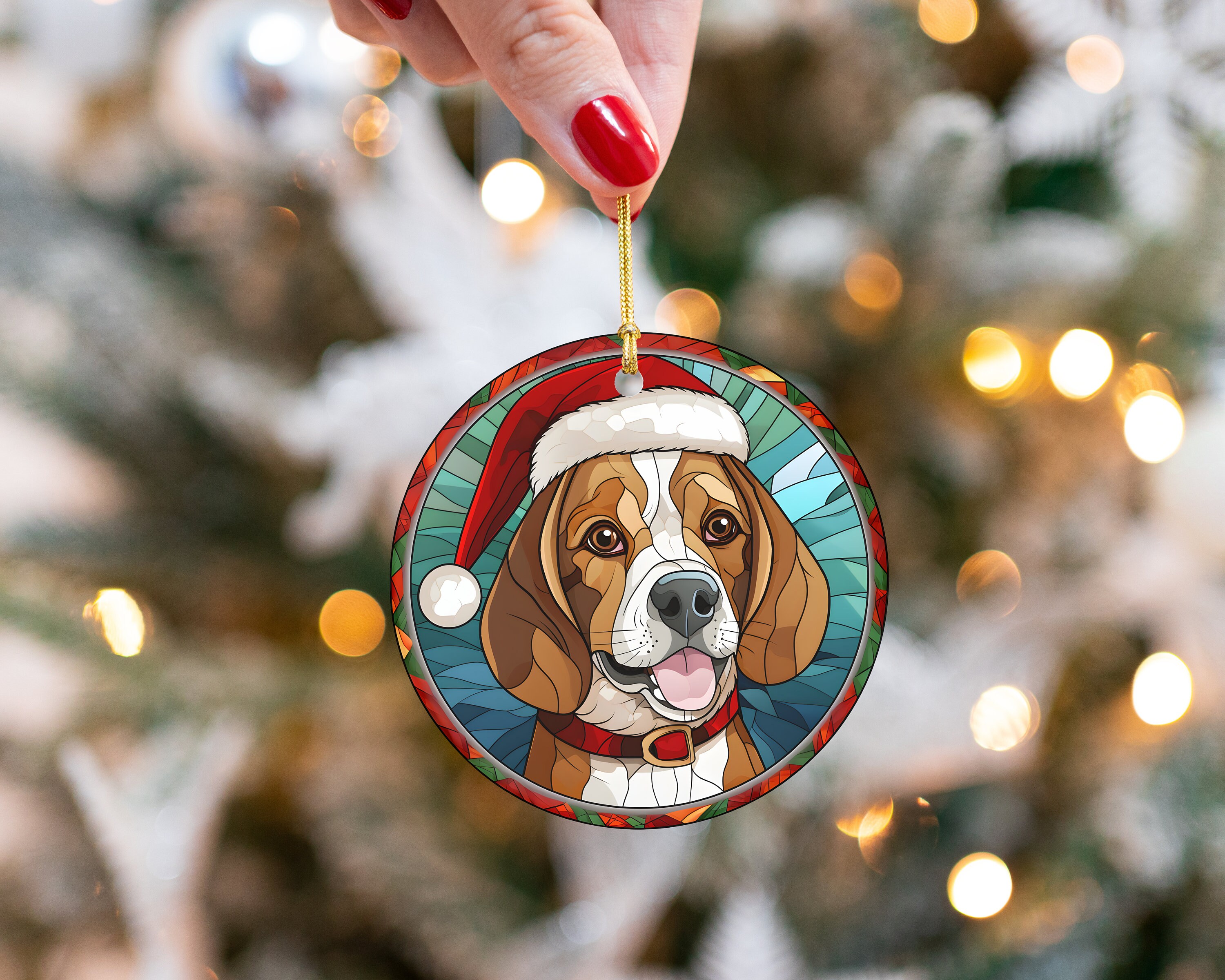 Beagle Ornament Cute Stained Glass Dog Ornament Unique Christmas Tree ...