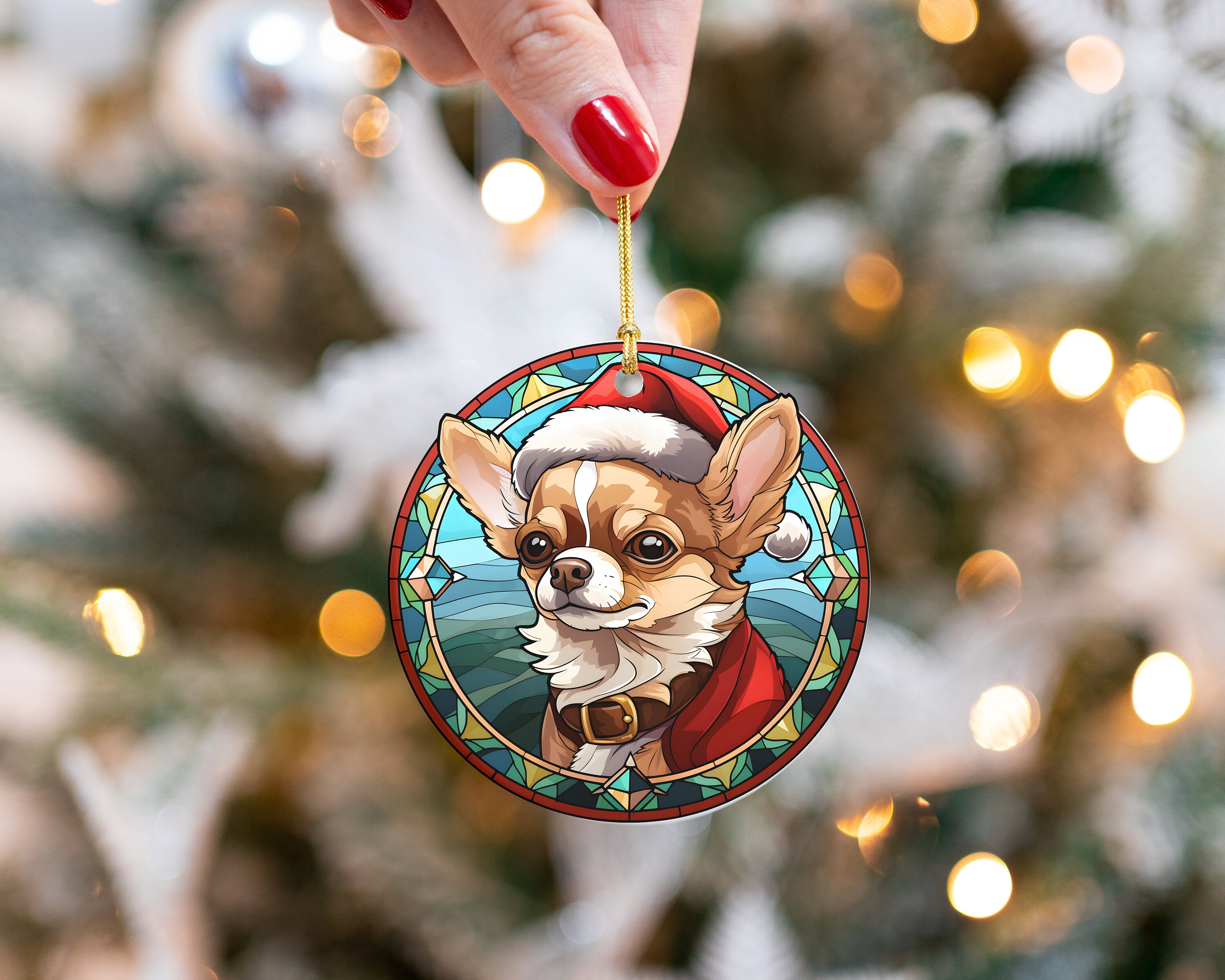 Chihuahua Ornament - Stained Glass Design, Dog Lover Gift, Chihuahua ...