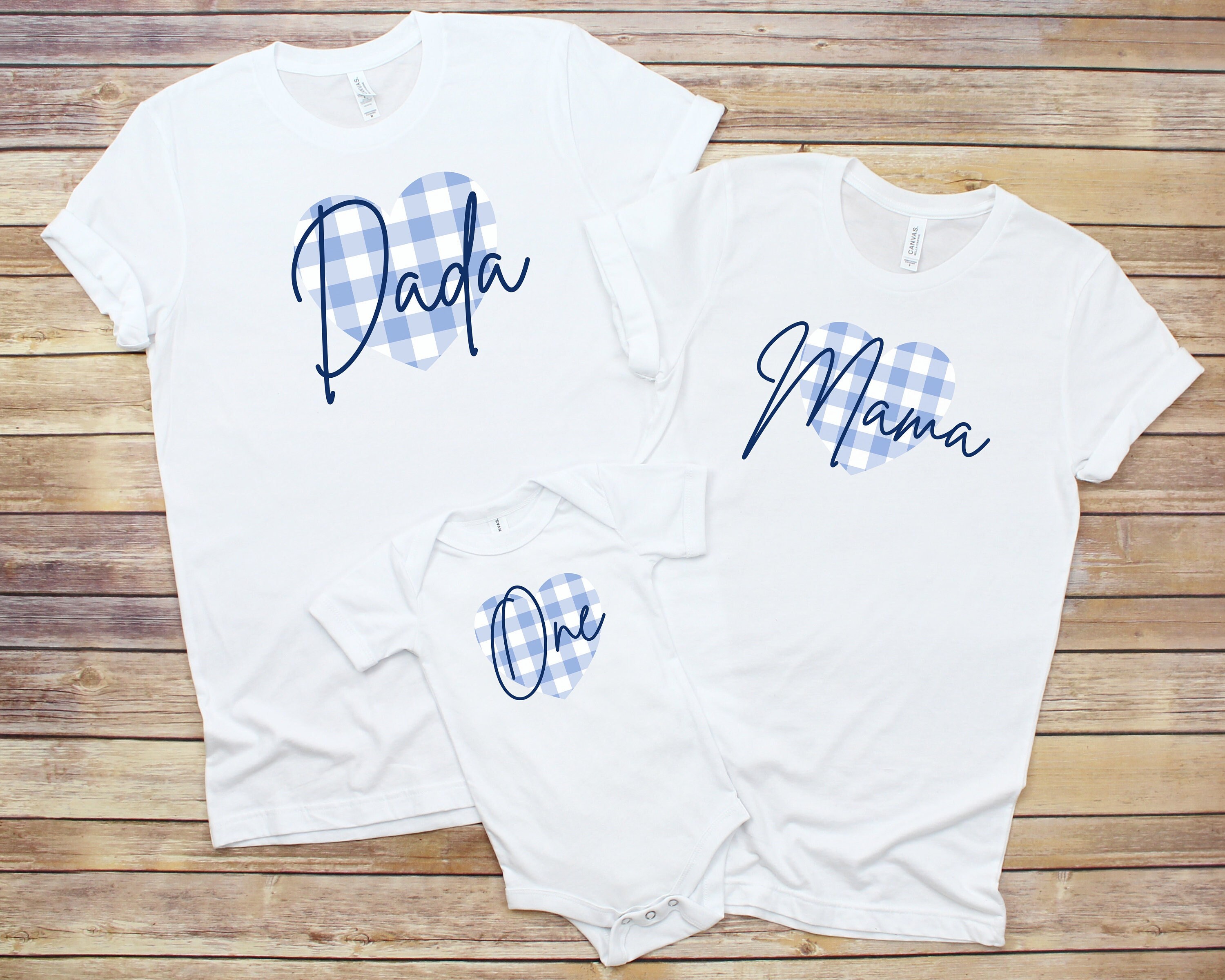 Berry First Birthday Matching Family Outfit Mommy and Me Blue Gingham ...