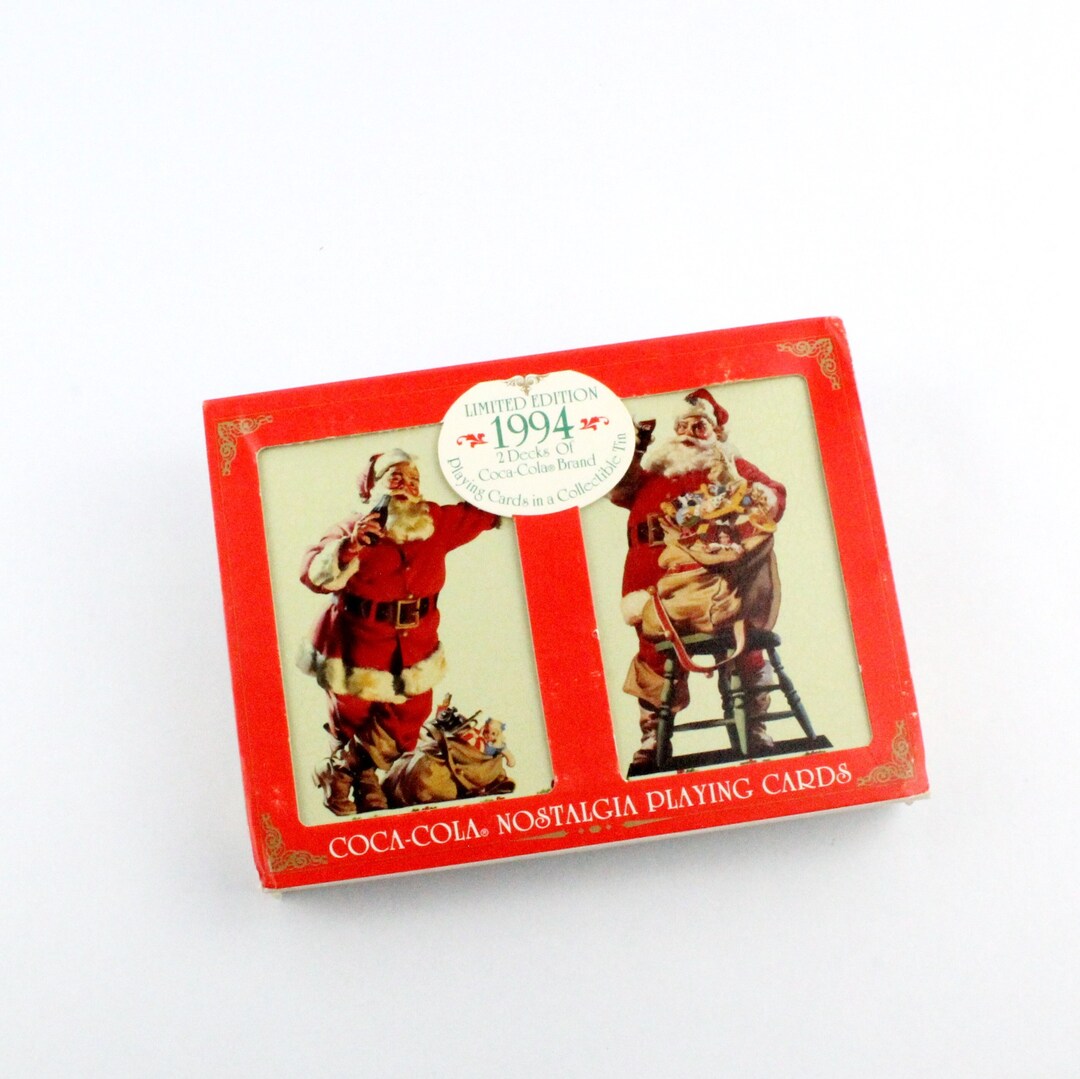 Coca-cola Santa Playing Cards Double Deck 1994 2 Decks in Tin Vintage ...