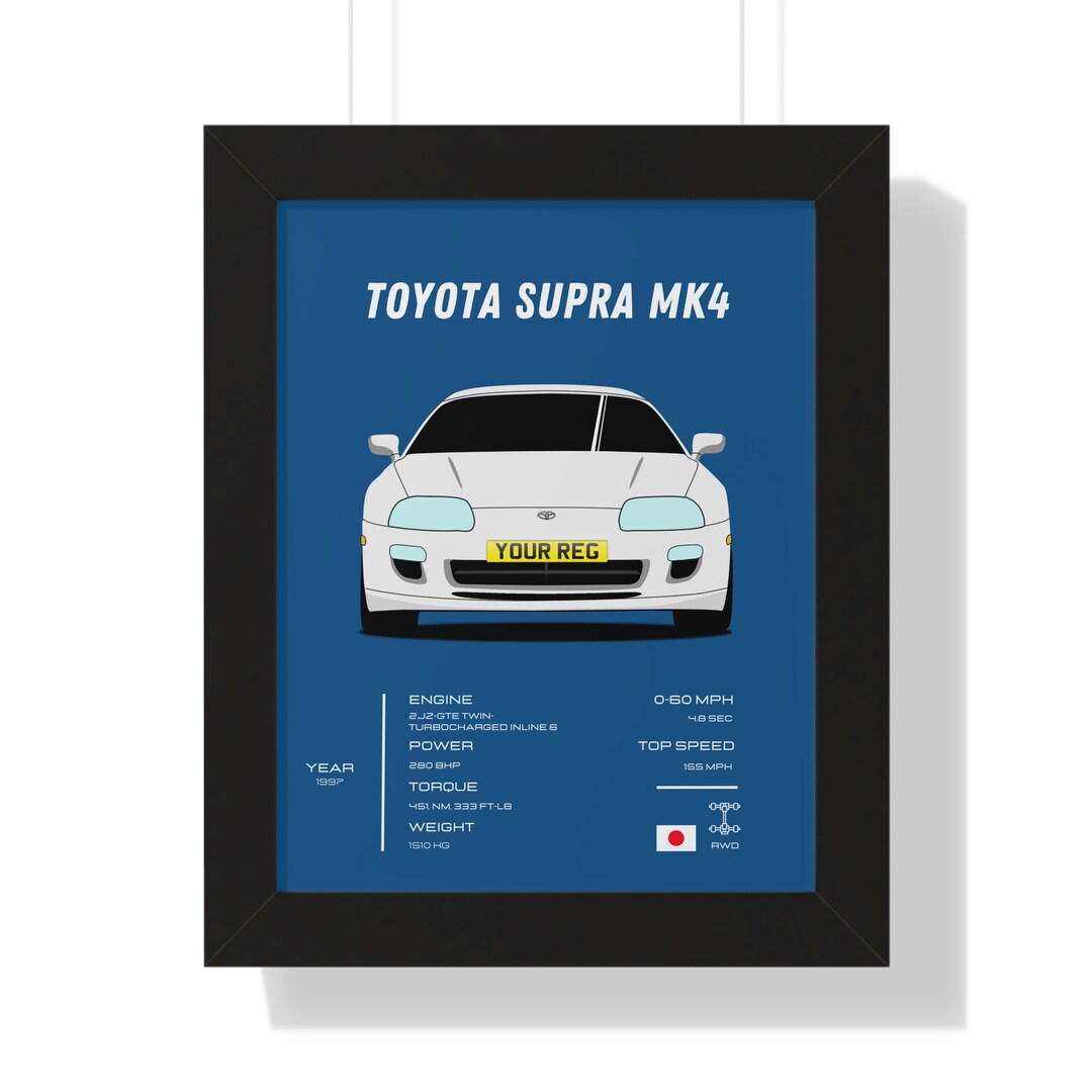Toyota Supra MK4 JDM Car Art Print: Custom Number Plate - Etsy UK