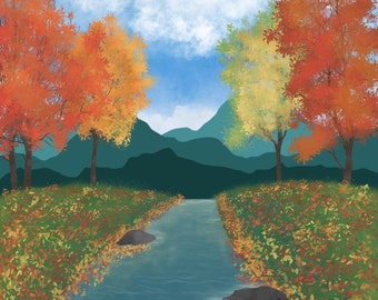 Autumnal Bliss by the River Fall Trees Digital Art FR-054 - Etsy