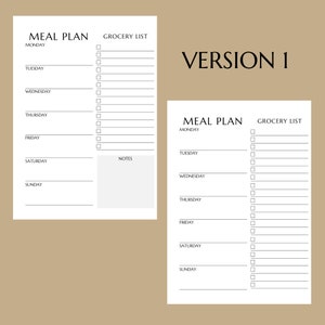 Weekly Printable Meal Planner and Grocery List Template, 7 Day Menu ...