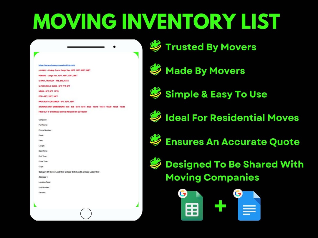 EZ Breezy Movers Official Moving Inventory Check List - Etsy