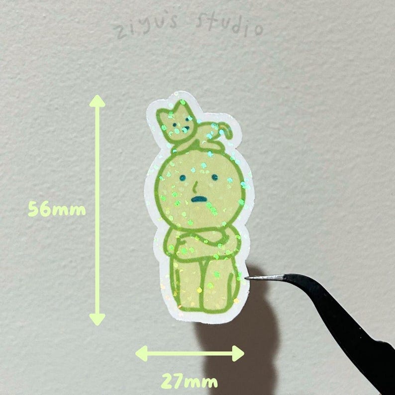 Smiski Cat Vinyl Glitter Sticker | Waterproof & Scratch Proof | Perfect ...