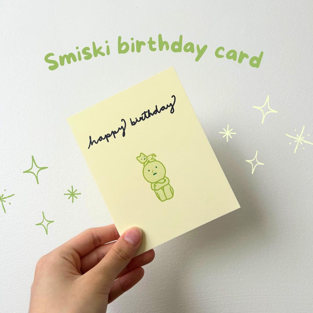 Smiski Cat Birthday Card | Cute and Simple Blank Birthday Card - Etsy
