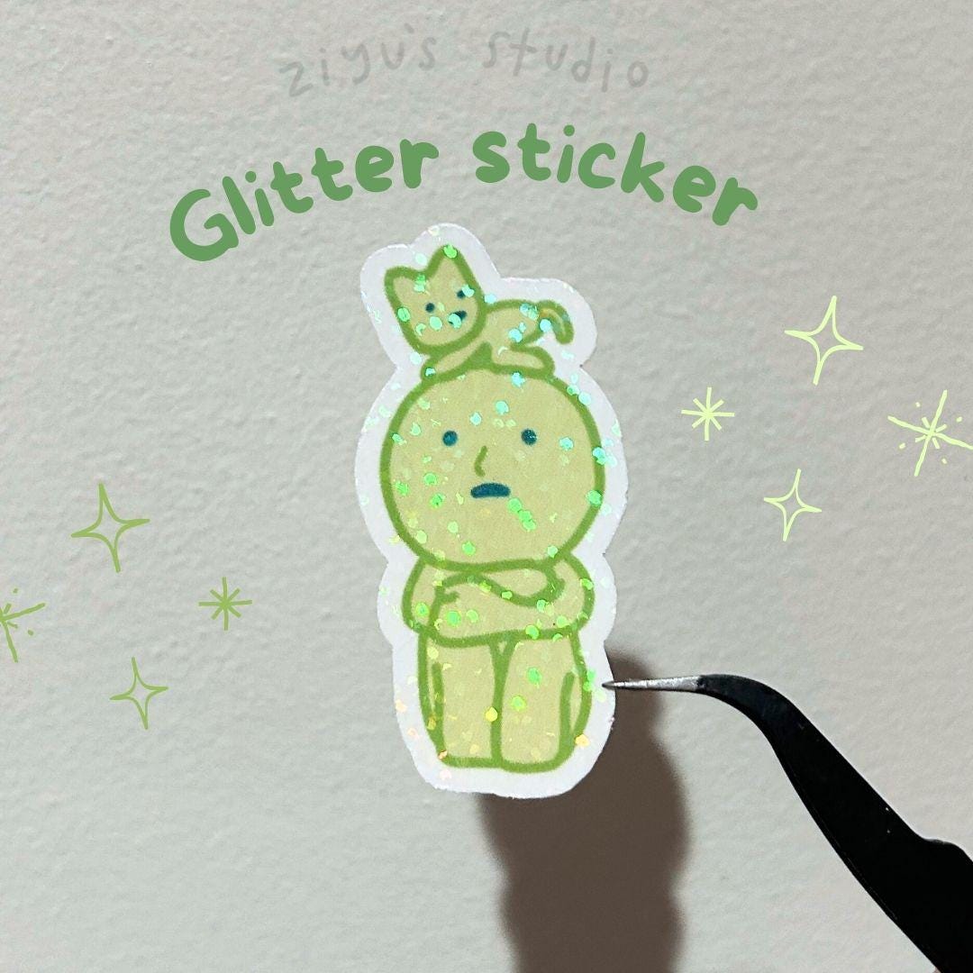 Smiski Cat Vinyl Glitter Sticker | Waterproof & Scratch Proof | Perfect ...