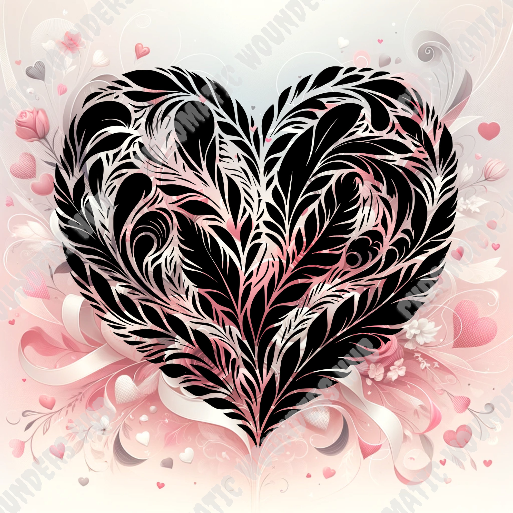 Feather Heart Clipart, Digital Art, Svg, Png, Jpg, Eps, Pdf, Black and ...