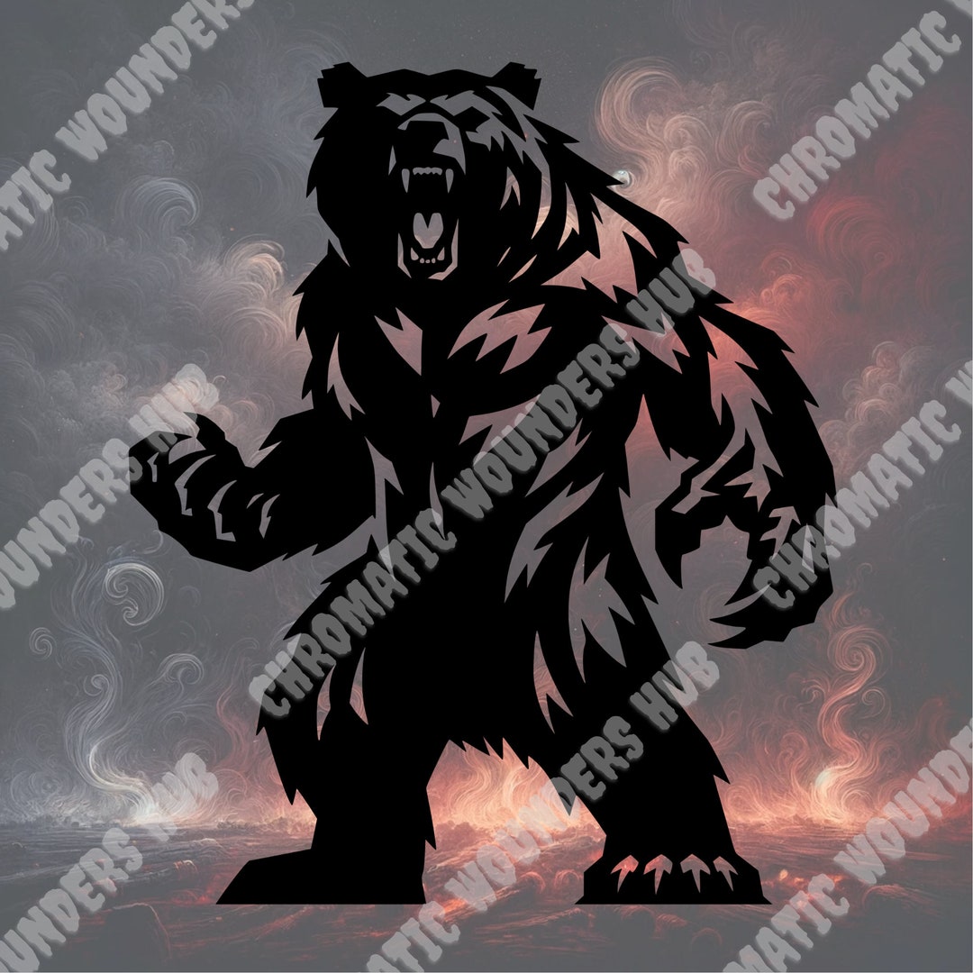 Werebear Clipart, Digital Art, Svg, Png, Jpg, Eps, Pdf, Black and White ...