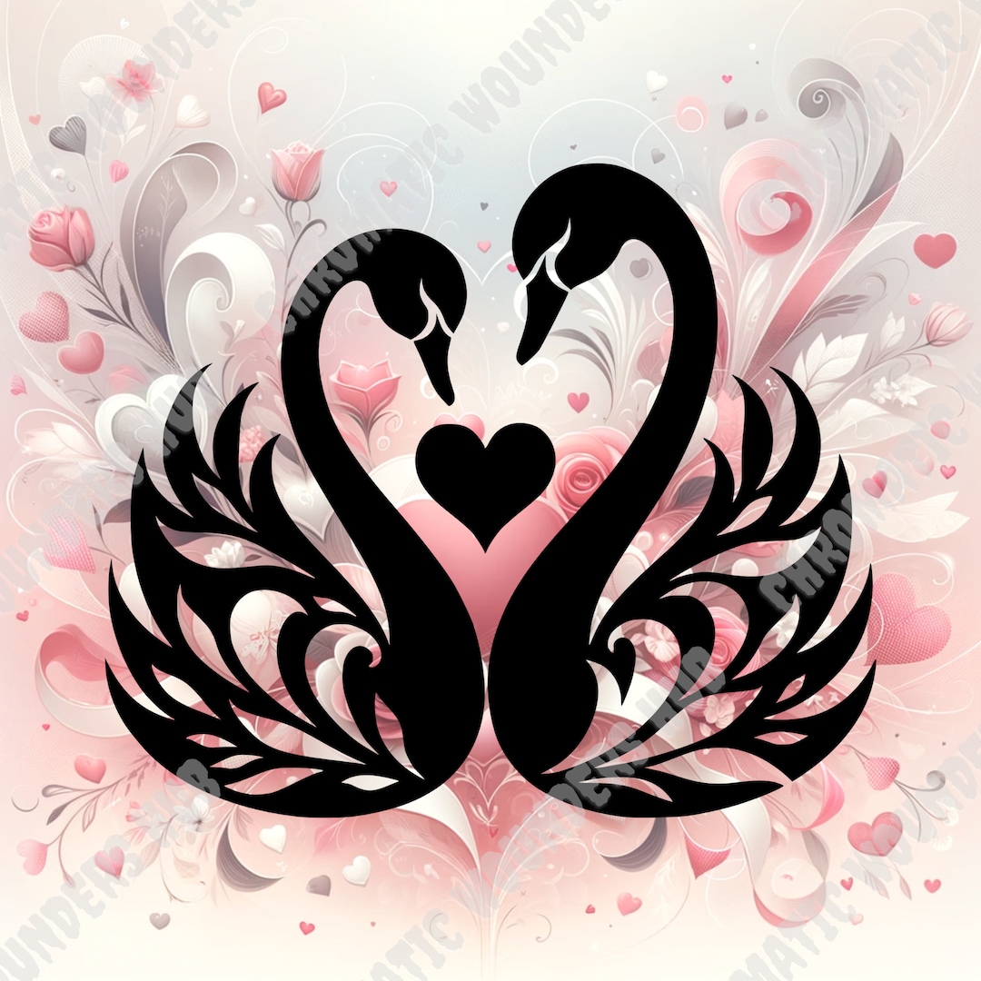 Swan Heart Clipart, Digital Art, Svg, Png, Jpg, Eps, Pdf, Black and ...