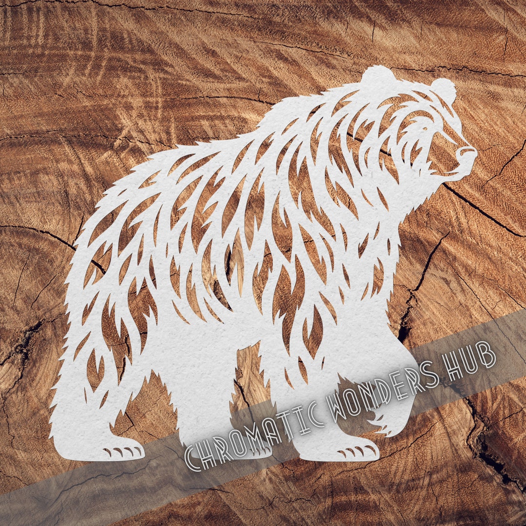 Bear - Papercut Template, Black & White Clipart, Digital Art, Svg, Png ...