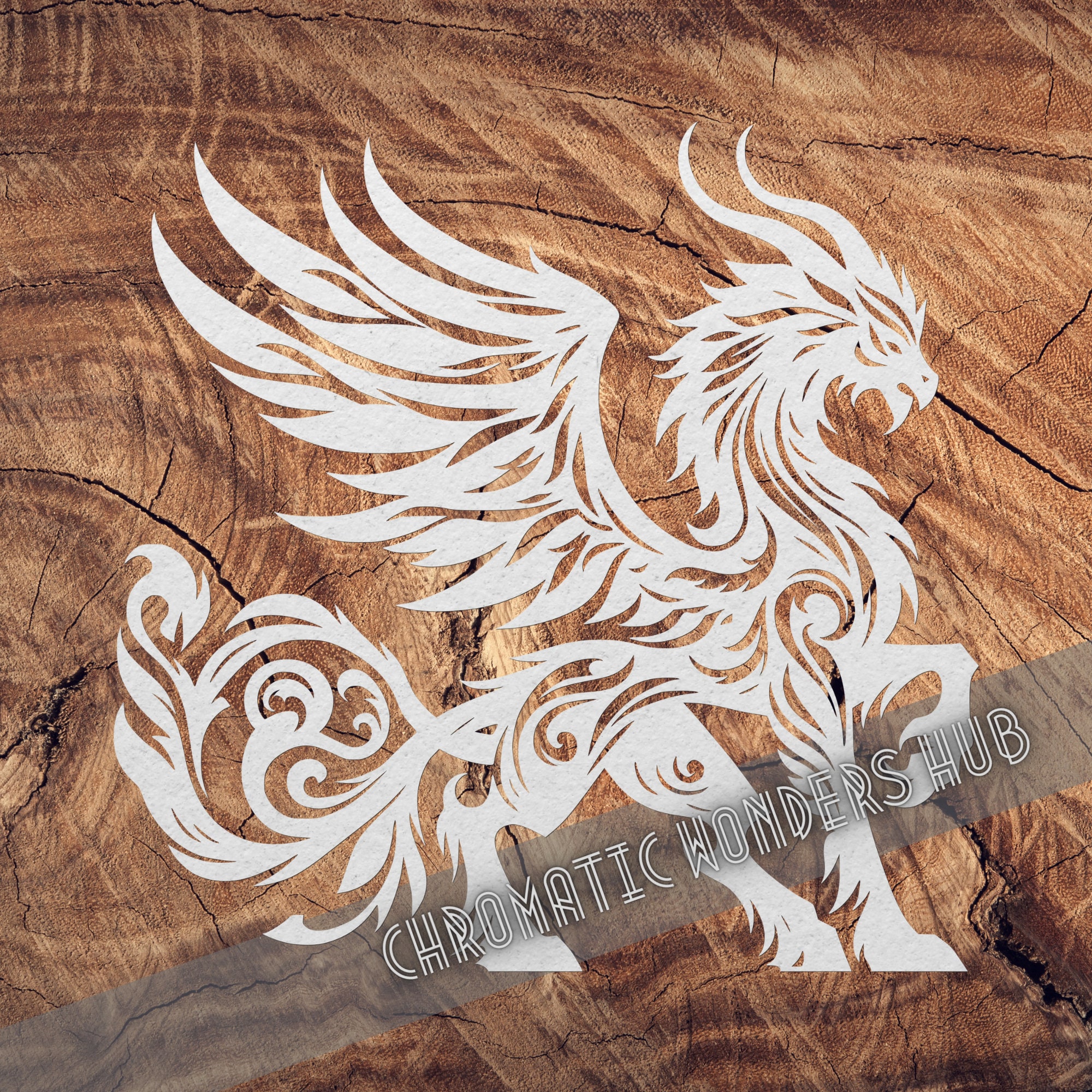 Winged Qilin / Kirin - Papercut Template, Black & White Clipart ...