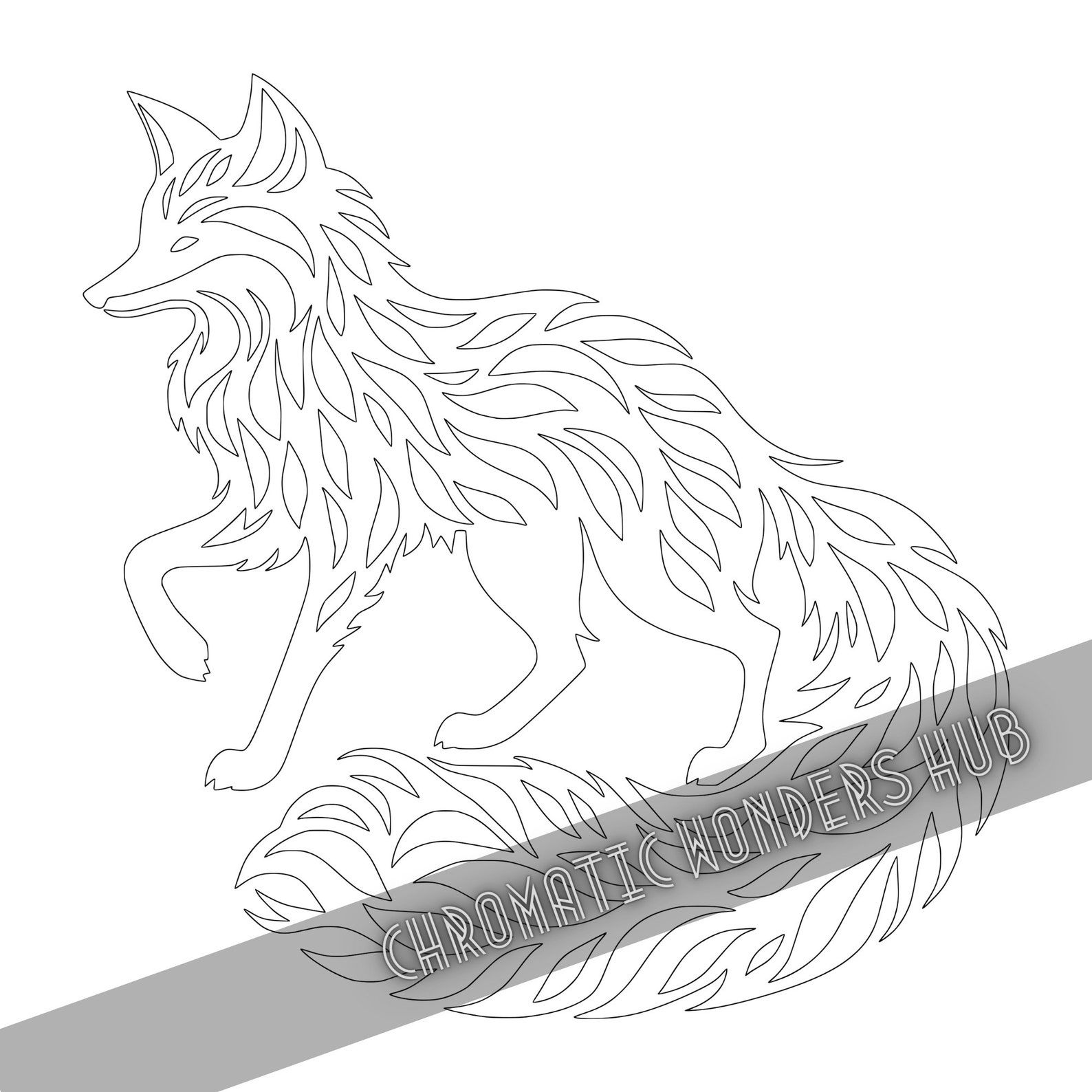 Fox - Papercut Template, Black & White Clipart, Digital Art, Svg, Png ...