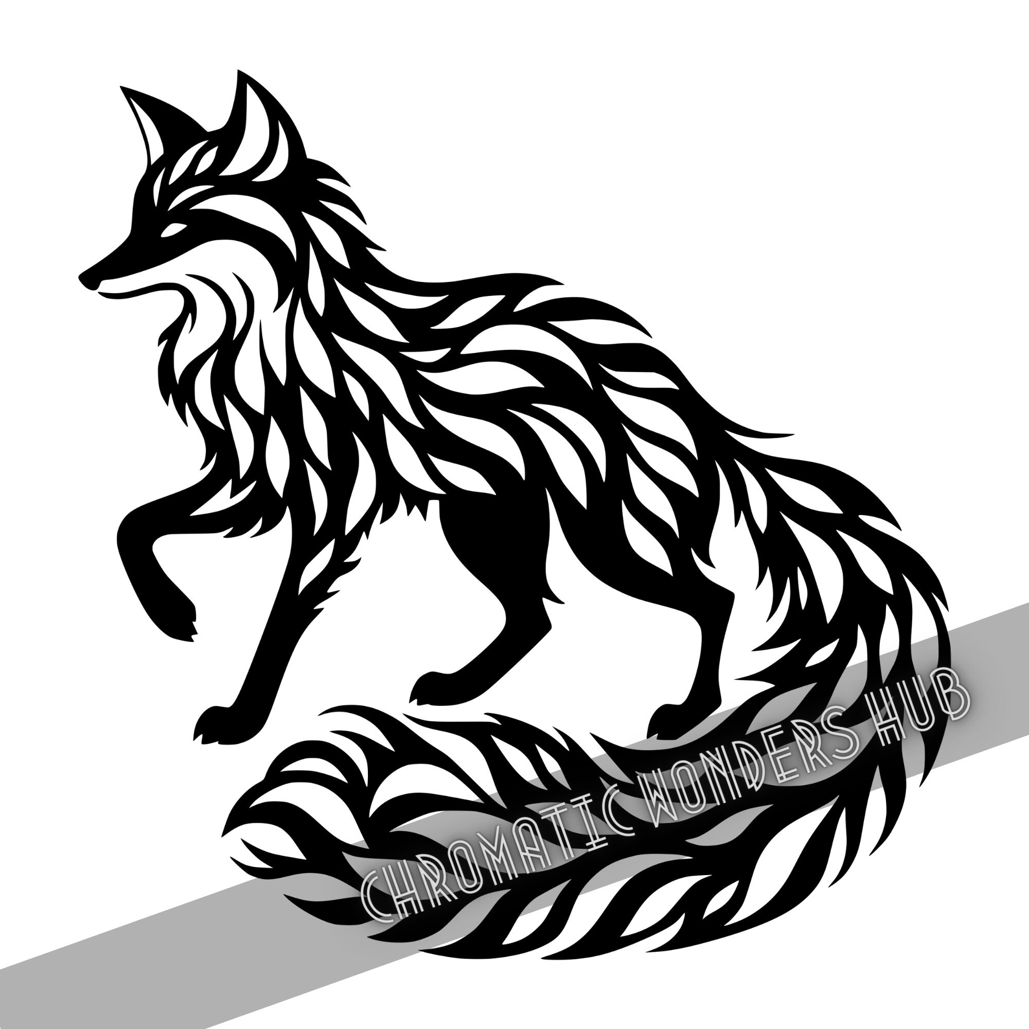 Fox - Papercut Template, Black & White Clipart, Digital Art, Svg, Png ...