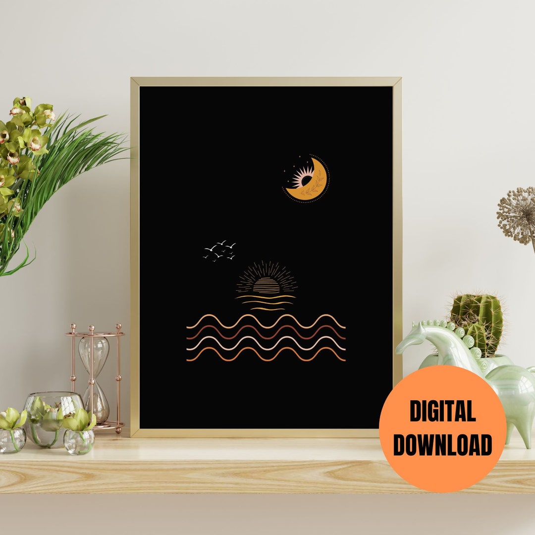 Moon Over Sun Digital Download Printable Wall Art Modern Decor Digital ...