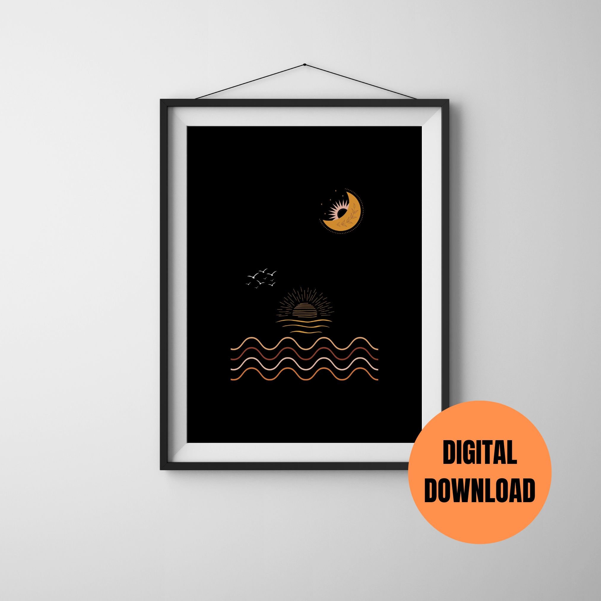 Moon Over Sun Digital Download Printable Wall Art Modern Decor - Etsy