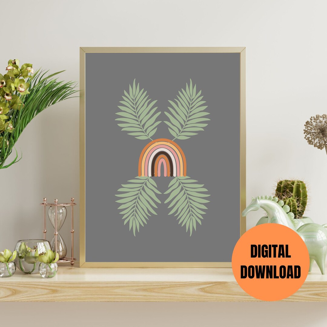 Boho Rainbow Plant Digital Download Art Printable Poster Wall - Etsy