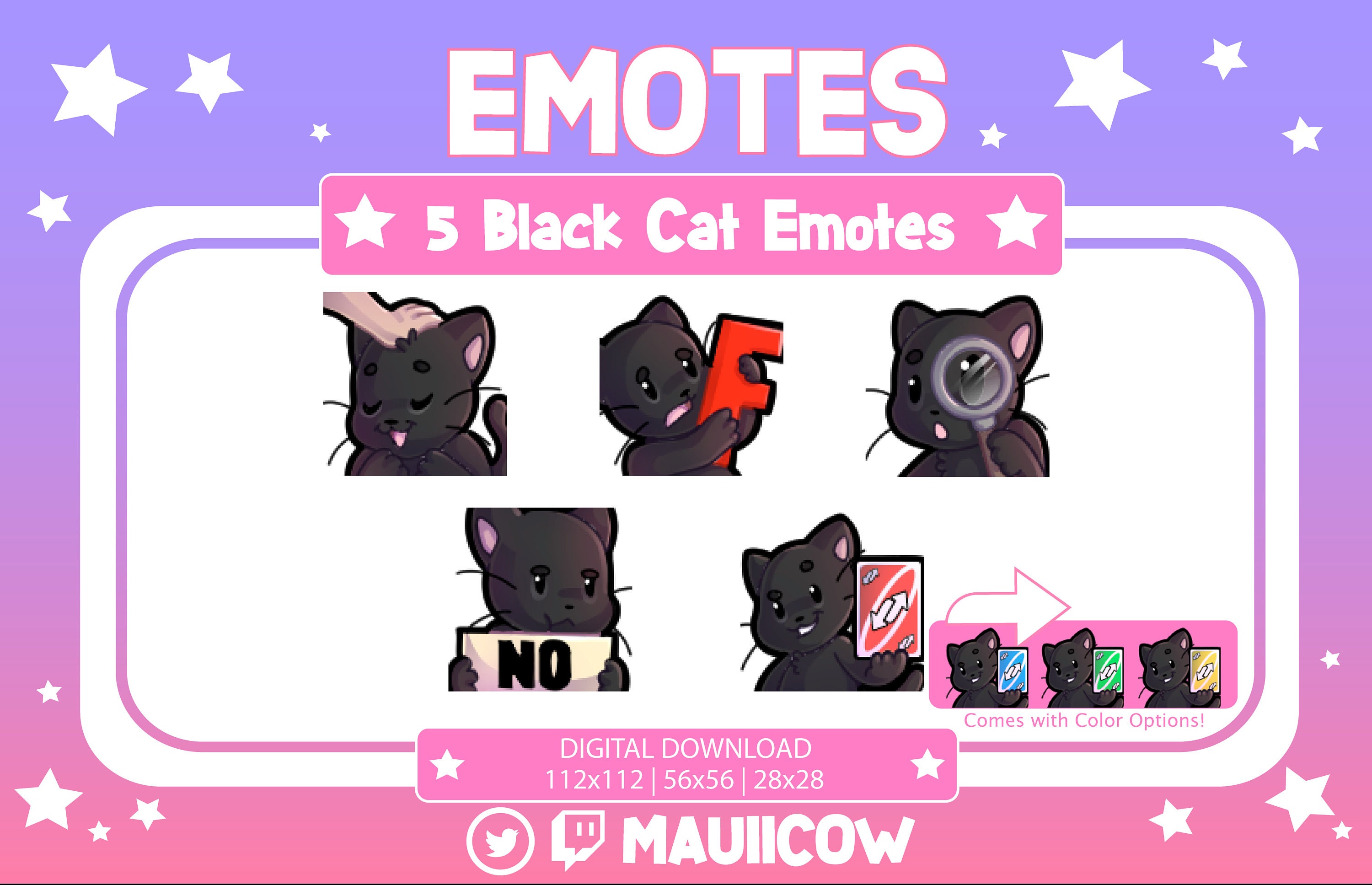 5 Black Cat Emotes (digital Download) - Etsy