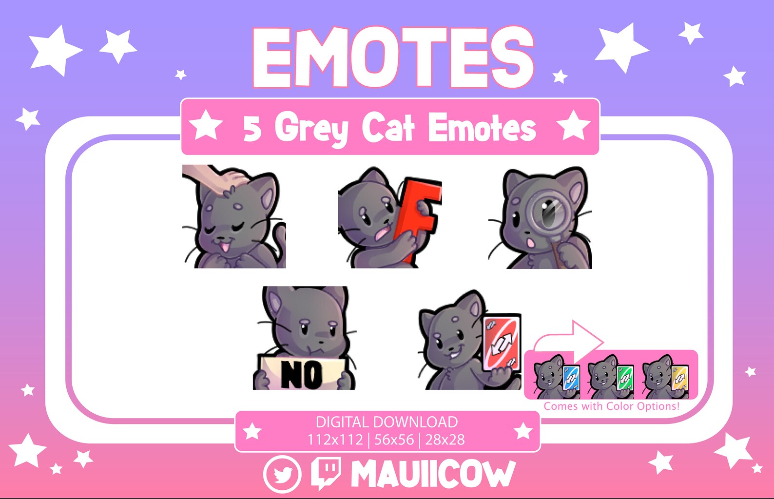 5 Grey Cat Emotes (digital Download) - Etsy