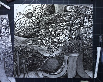 Pen & Ink Illustration Art Print radial Symmetry - Etsy