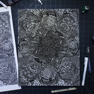 Pen & Ink Illustration Art Print radial Symmetry - Etsy