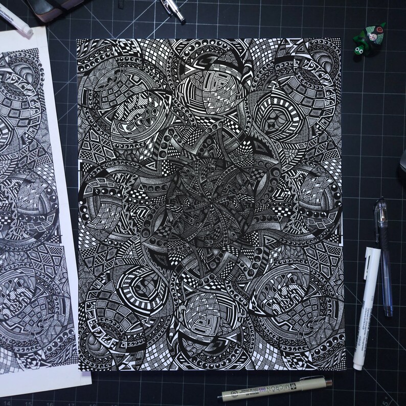 Pen & Ink Illustration Art Print radial Symmetry - Etsy