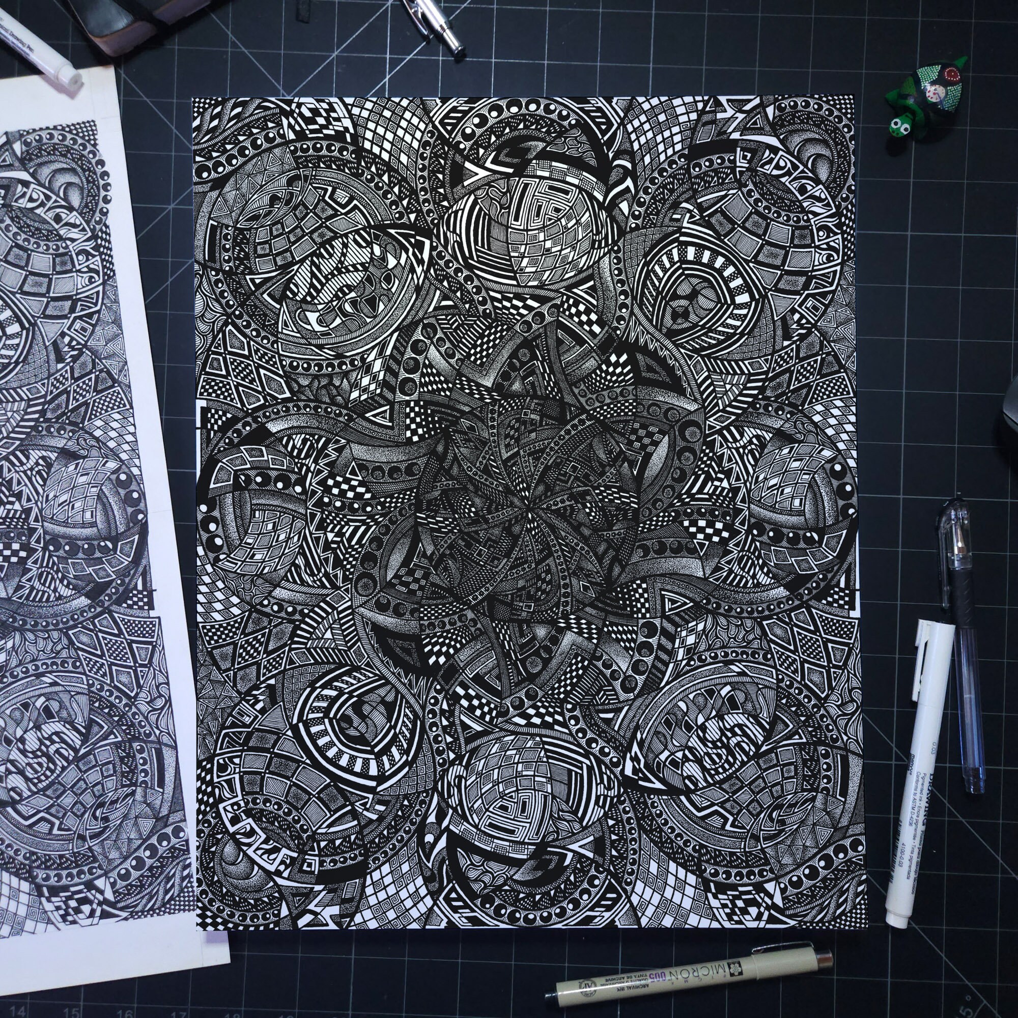 Pen & Ink Illustration Art Print radial Symmetry - Etsy