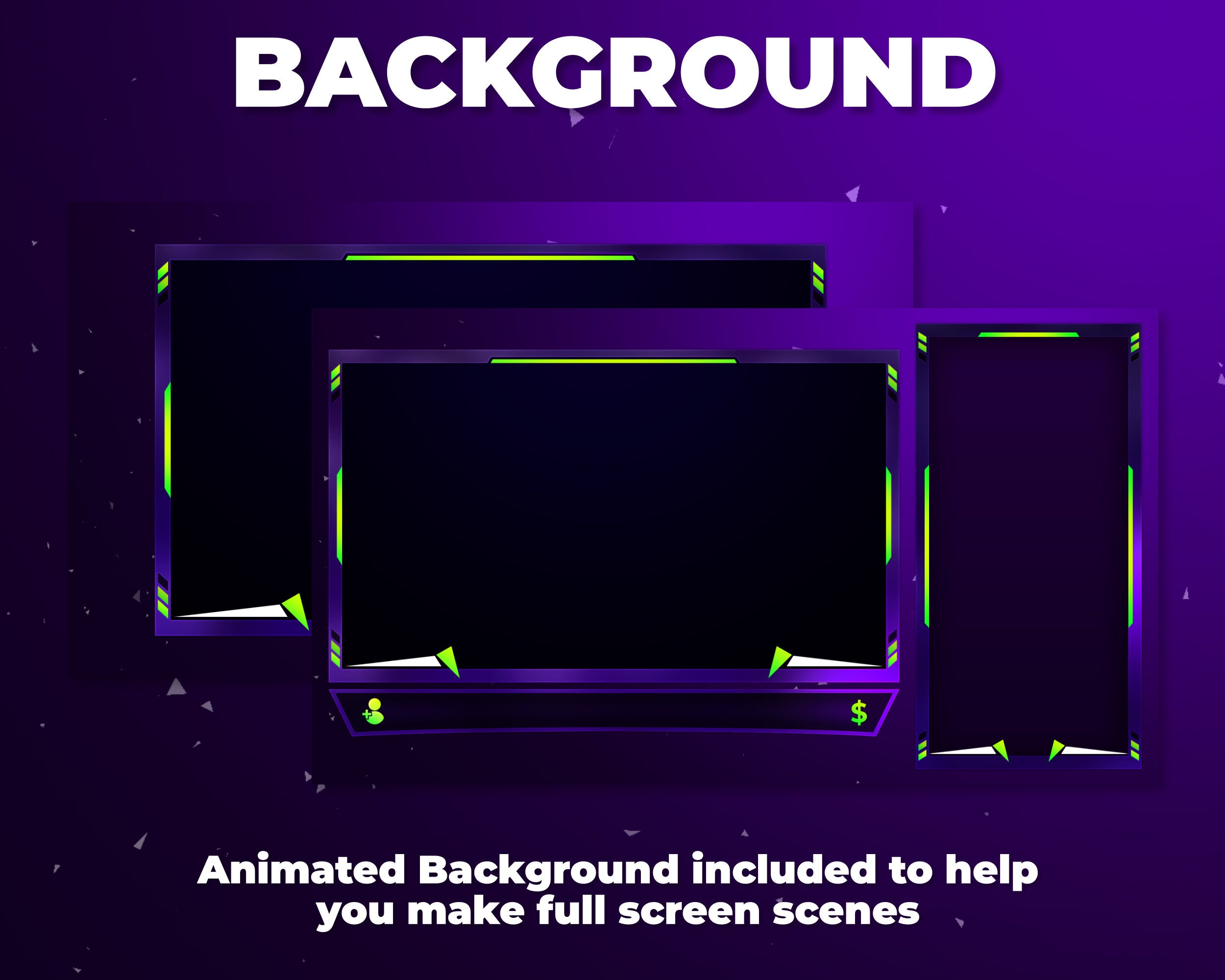 Animated Purple and Green Stream Package Twitch, Youtube, Overlay Pack ...