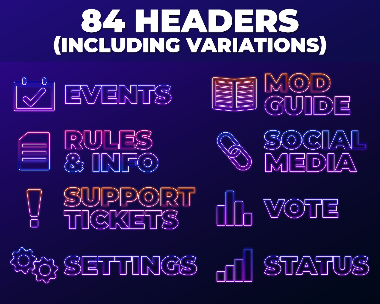 Gradient Neon Discord Channel Headers - Icon Aesthetic Discord Channel ...