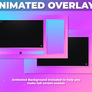Animated Blue, Purple and Pink Stream Overlays - Camera & Chat Overlay ...