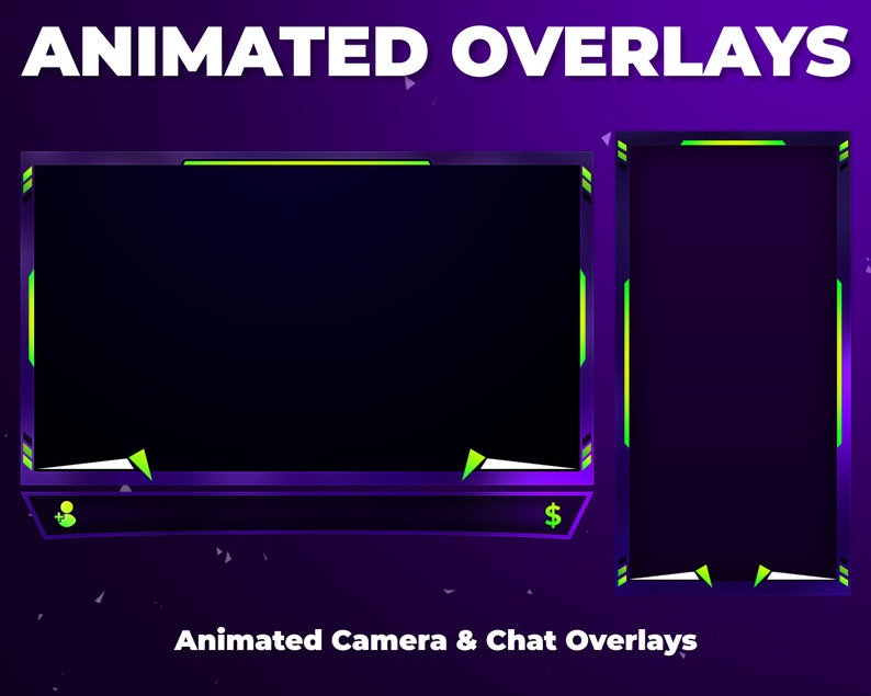 Animated Purple and Green Stream Package - Twitch, Youtube, Overlay ...