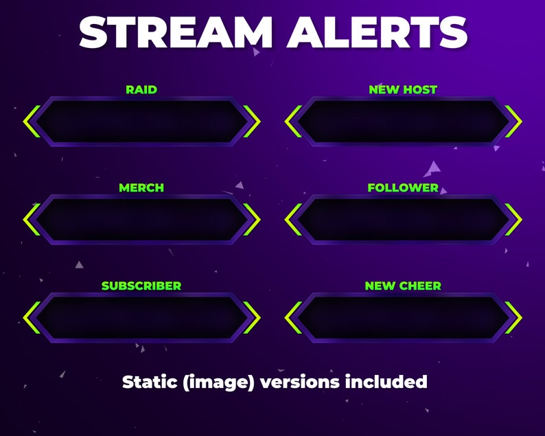 Purple and Green Stream Alerts Pack - Animated Alerts - Twitch - New ...