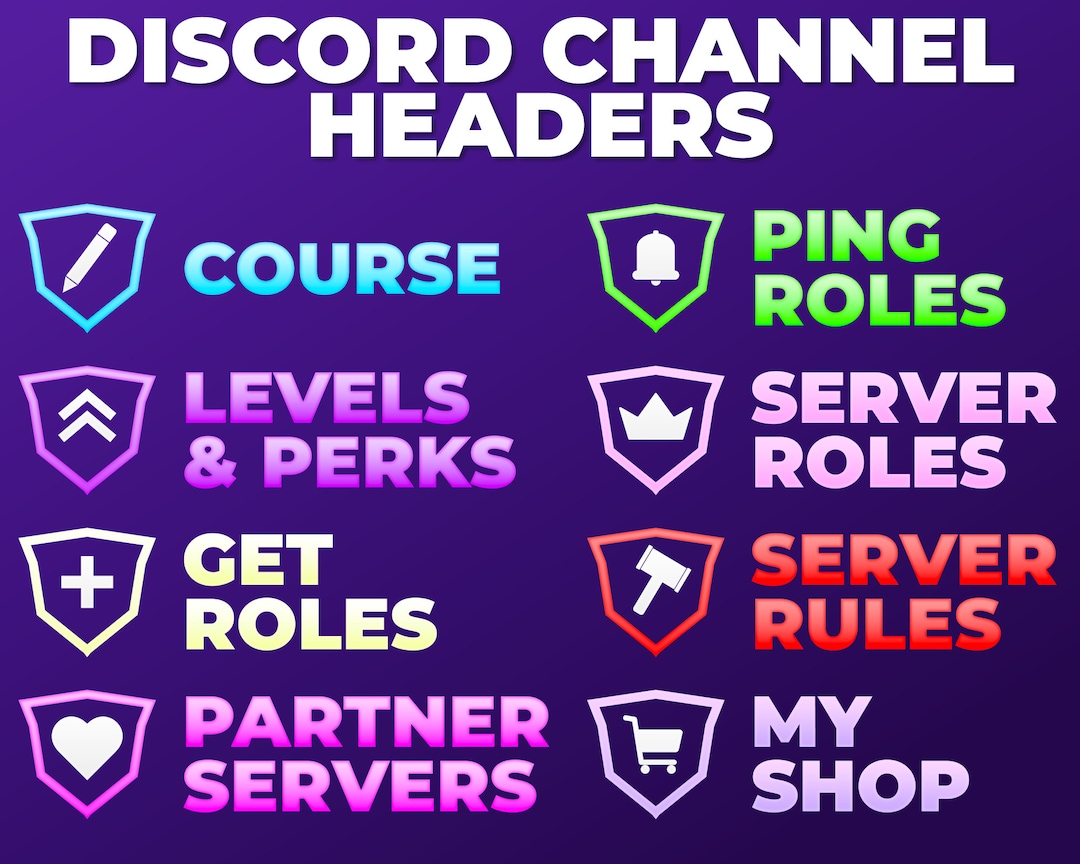 Discord Channel Headers - Shield Aesthetic Discord Channel Banners - Blue, Purple, Pink, Green ...