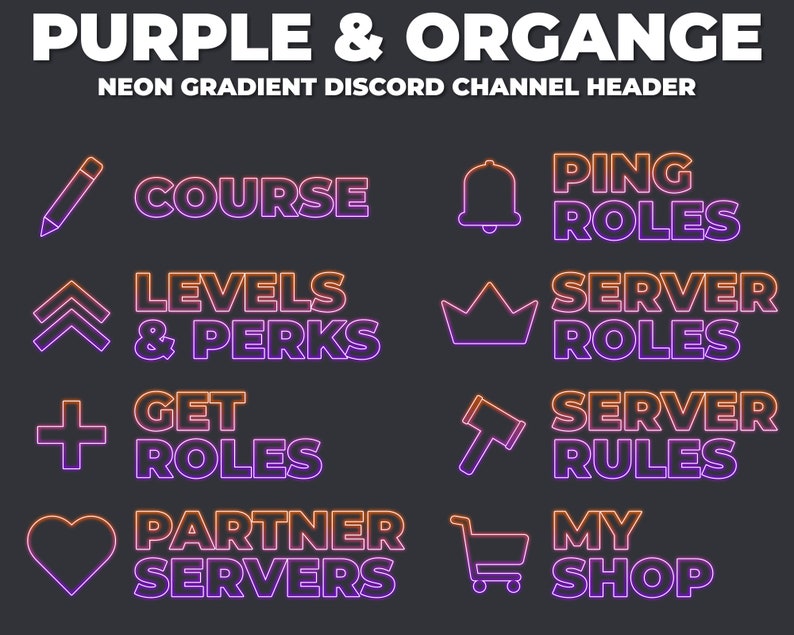 Gradient Neon Discord Channel Headers - Icon Aesthetic Discord Channel ...