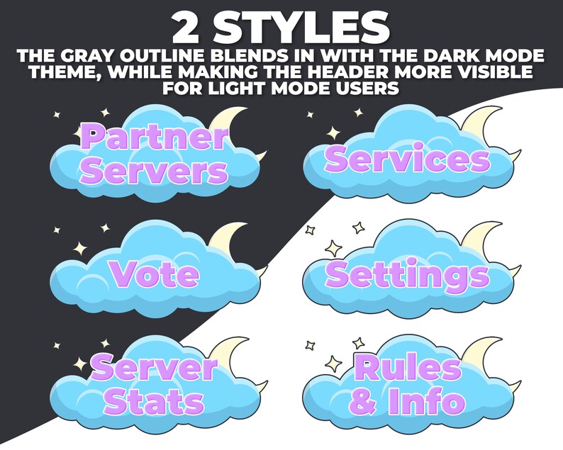 Blue & Purple Cloud Discord Channel Header Package - Blue Cloud With ...
