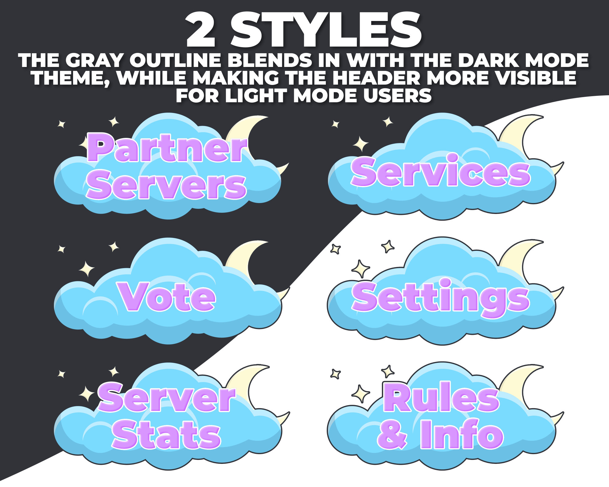 Blue & Purple Cloud Discord Channel Header Package - Blue Cloud With ...