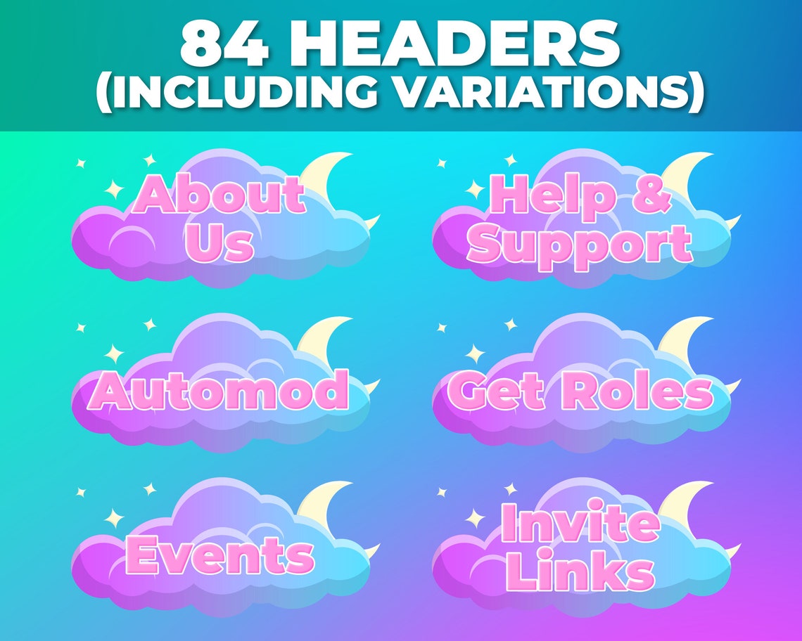 Pink, Purple & Blue Discord Channel Header Package - Gradient Cloud ...