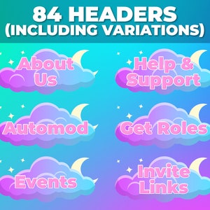 Pink, Purple & Blue Discord Channel Header Package - Gradient Cloud ...