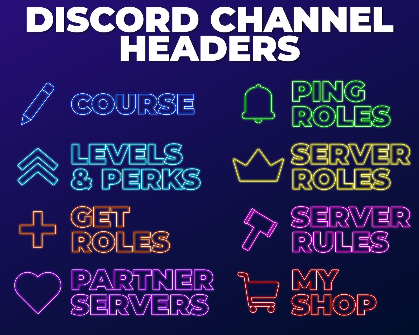 Neon Discord Channel Headers - Discord Channel Banners With Icons ...
