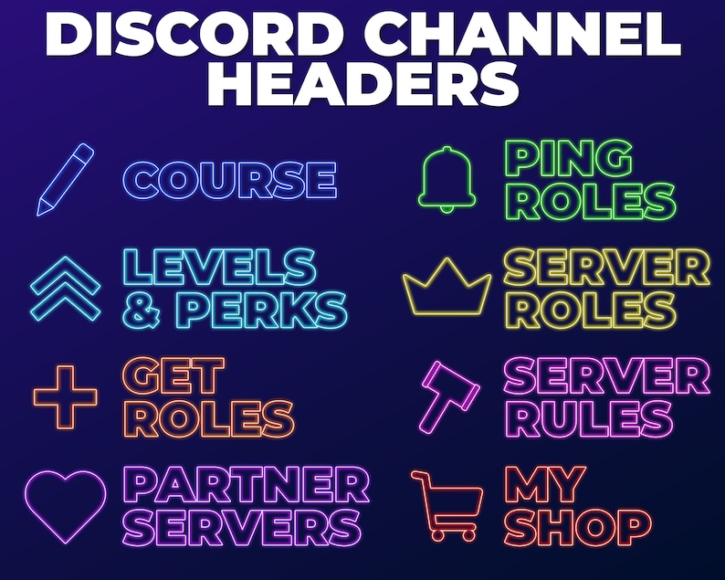 Neon Discord Channel Headers - Discord Channel Banners With Icons ...