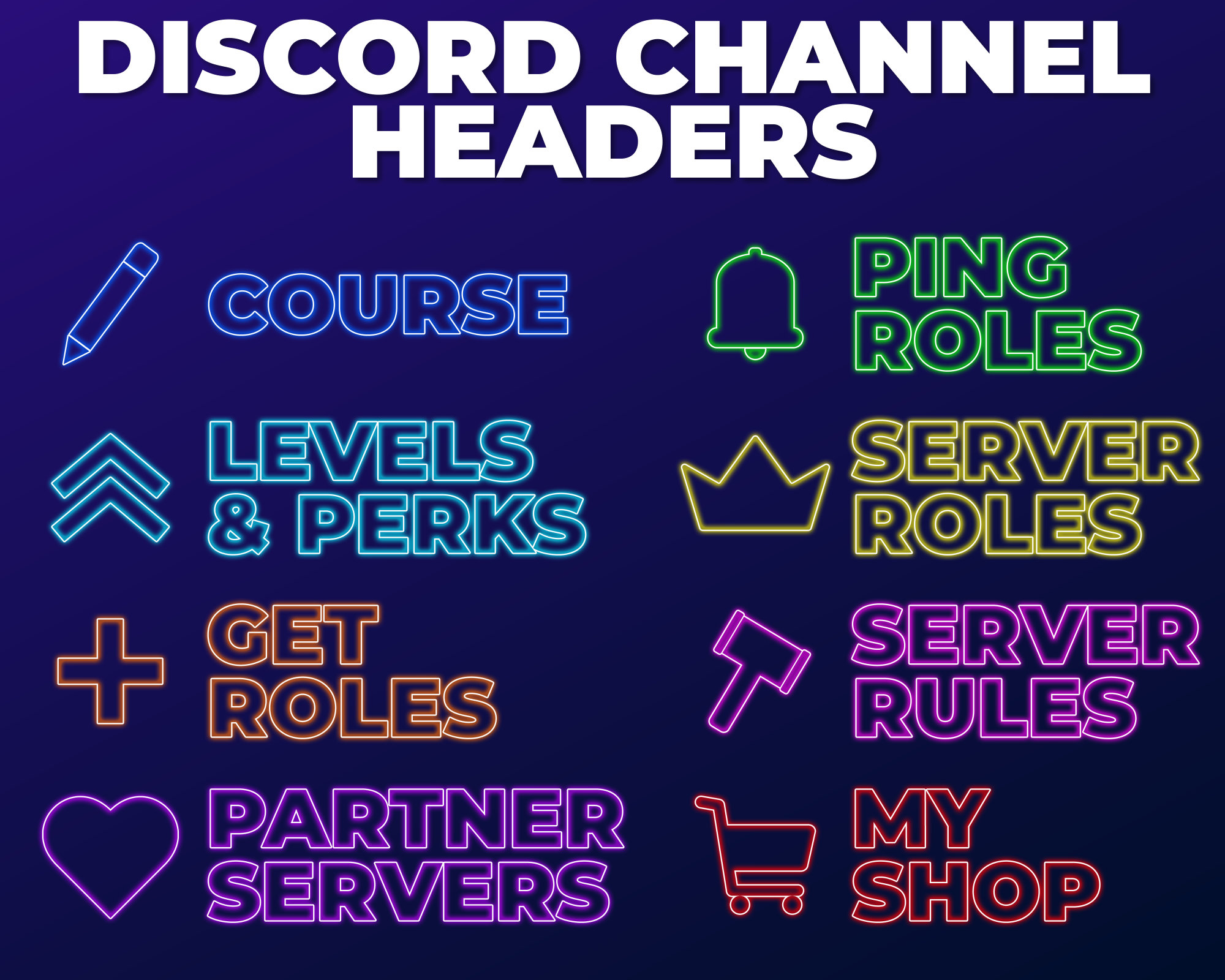 Neon Discord Channel Headers - Discord Channel Banners With Icons ...