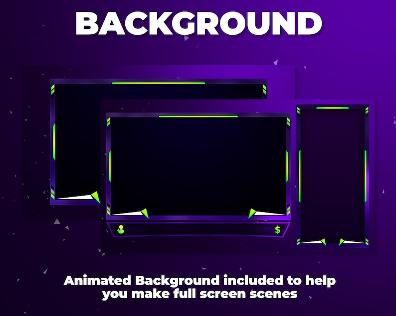 Purple and Green Stream Overlay - Animated Stream Overlay - Twitch ...