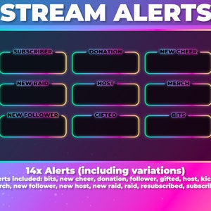 Animated Rainbow Neon Stream Package for Twitch - Camera Overlay, Chat ...