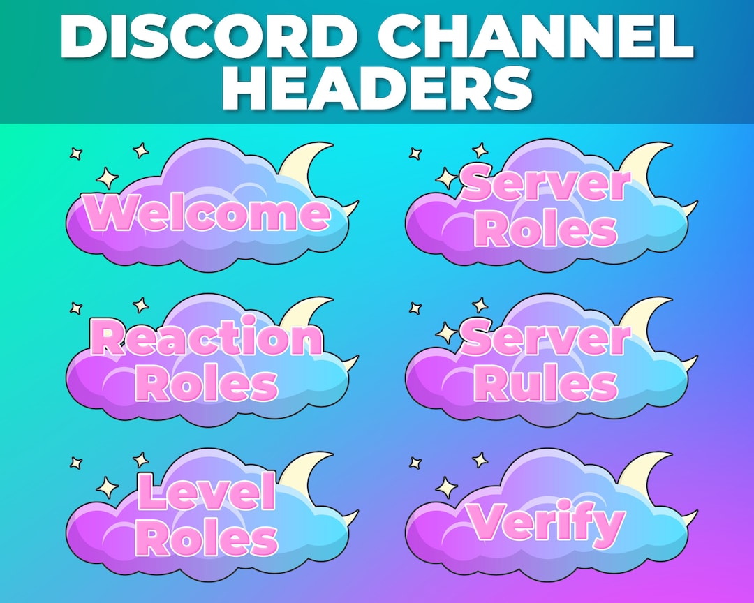 Pink, Purple & Blue Discord Channel Header Package - Gradient Cloud ...
